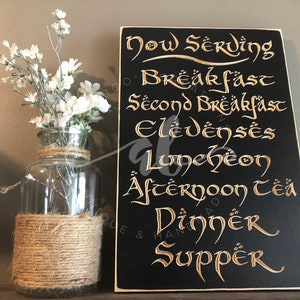 Hobbit Daily Meals Menu Second Breakfast Rustic Distressed Engraved ...