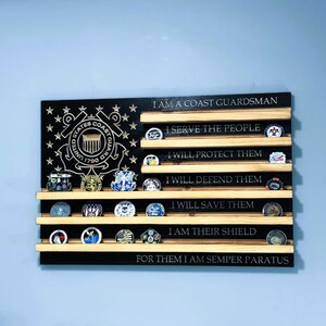 100 Coins Coast Guard CPO Creed US Flag Challenge Coin Display Holder ...