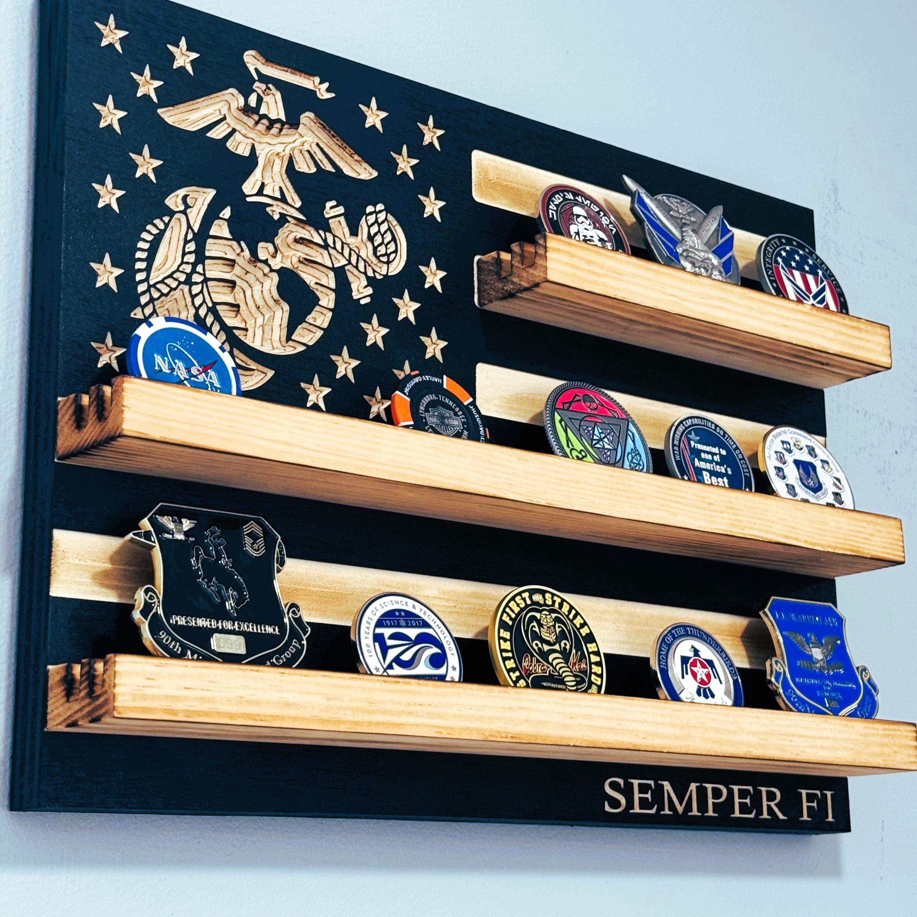40 Coins USMC Marines Wall Mounted Military Challenge Coin Display ...