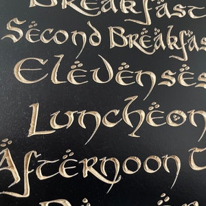 Hobbit Daily Meals Menu Second Breakfast Rustic Distressed Engraved ...