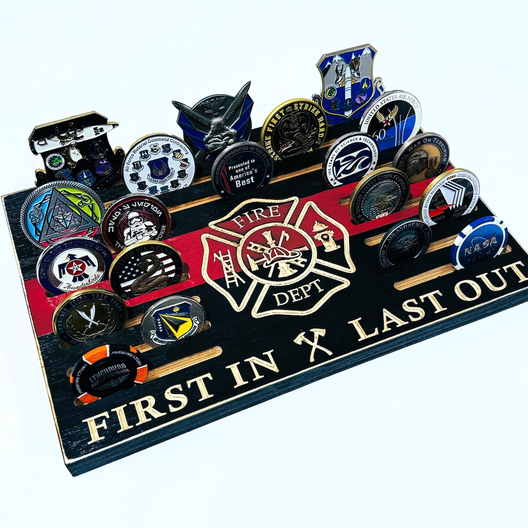40 Coins Firefighter Challenge Coin Holder | First In, Last Out Thin ...