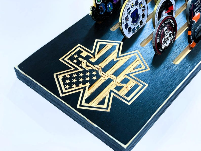 20 Coins EMS Challenge Coin Display US Flag Paramedic Star of Life ...