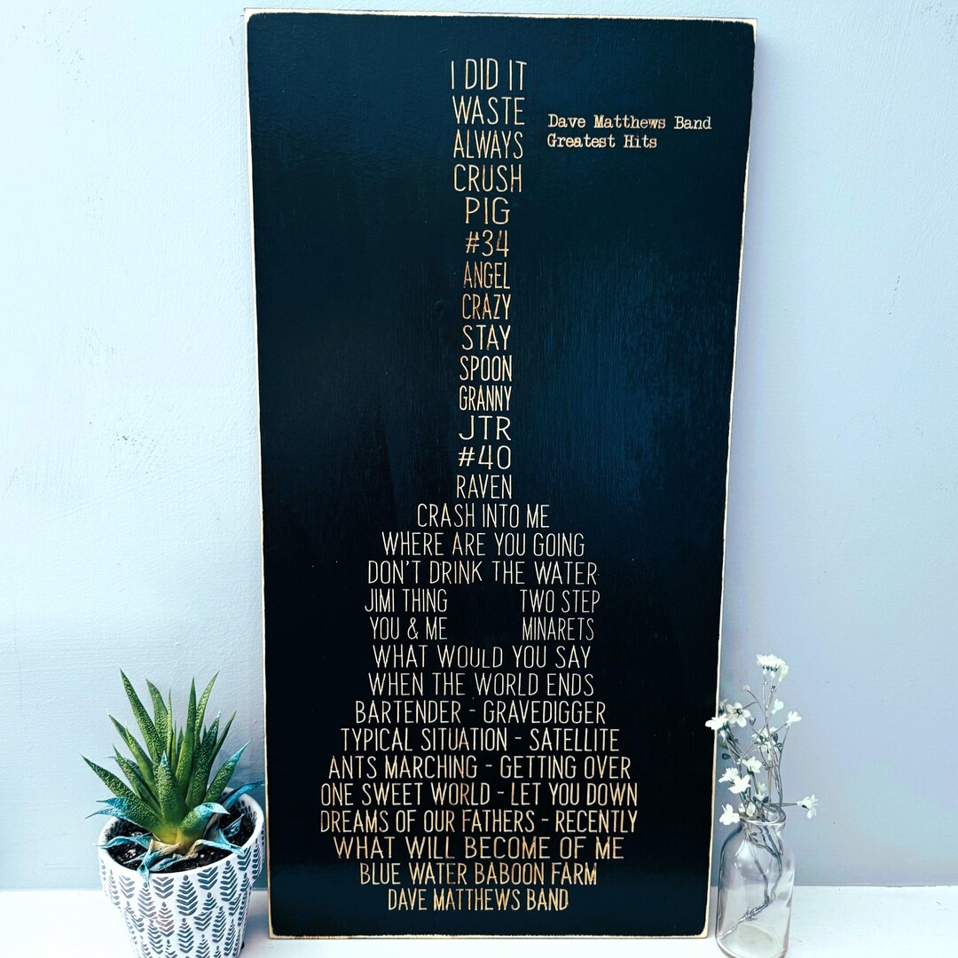 Dave Matthews Band Greatest Hits Lyrics Engraved Rustic Wood Acoustic ...