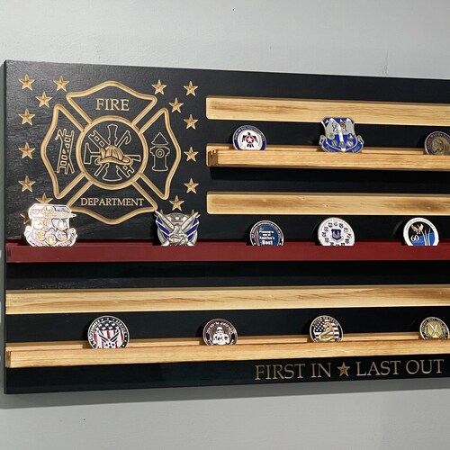 Thin Red Line/ Fire Fighter Challenge Coin Display - Etsy