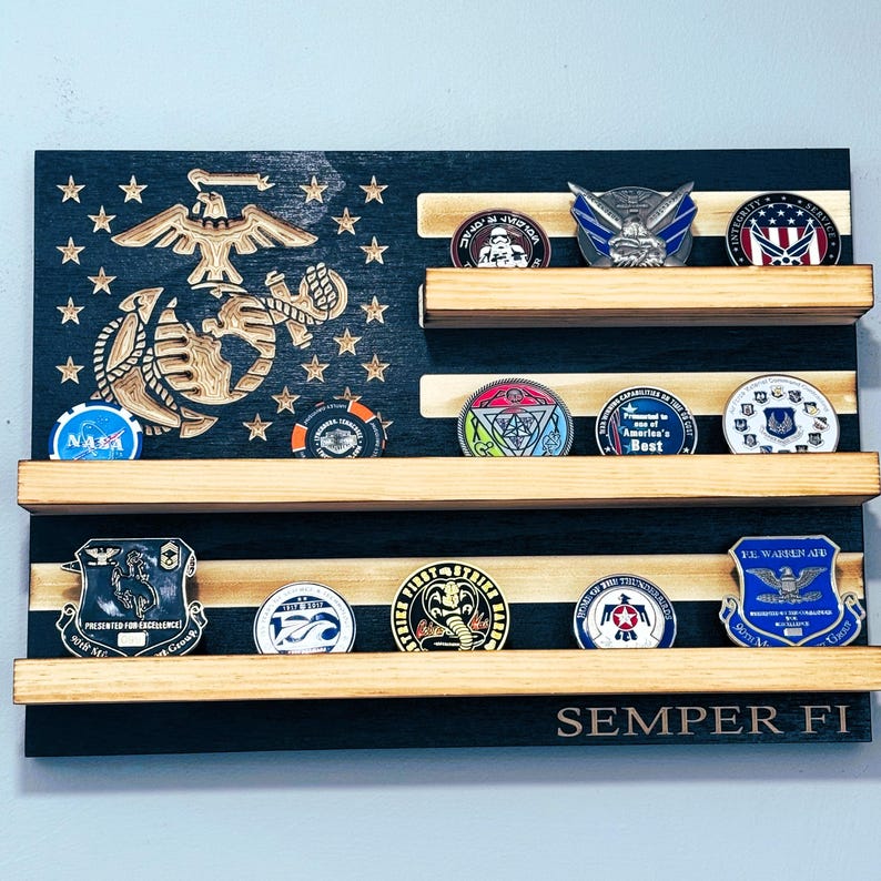 40 Coins USMC Marines Wall Mounted Military Challenge Coin Display ...
