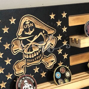 40 Coins Navy Chief CPO Anchor Skull Challenge Coin Display Holder US ...