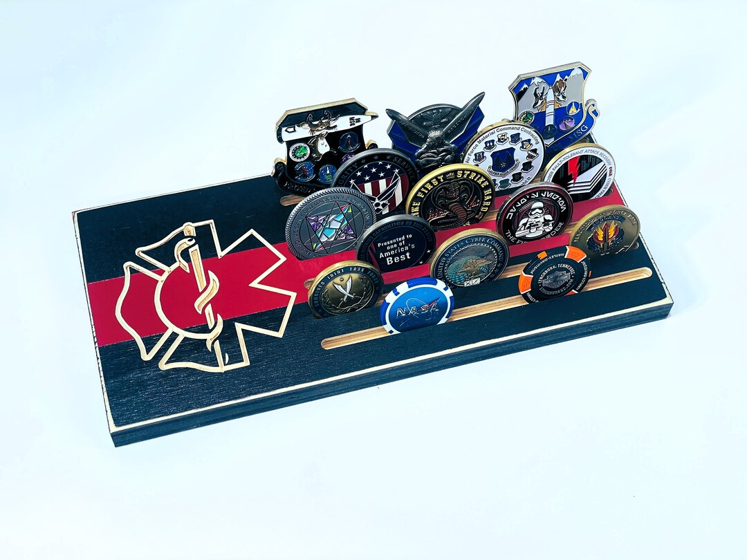 20 Coins Fire & Rescue Thin Red Line Firefighter Desk Challenge Coin ...