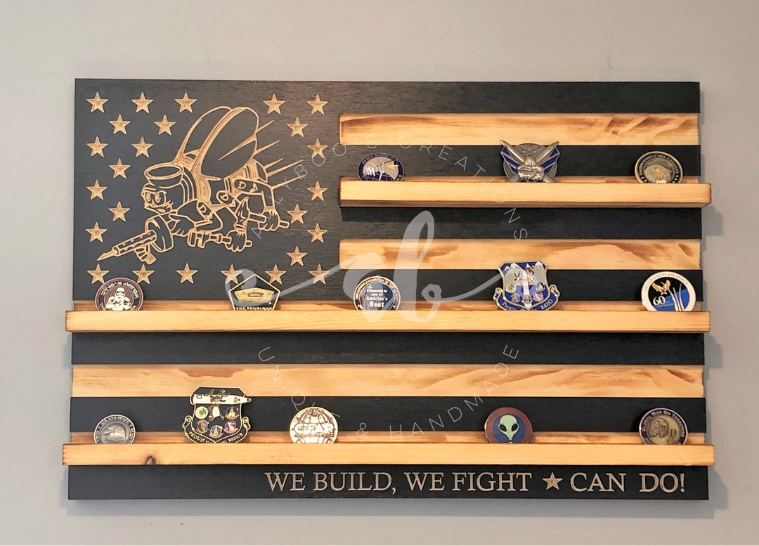 70 Coins Navy Seabees Sea Bees Wood US Flag Military Challenge Coin ...