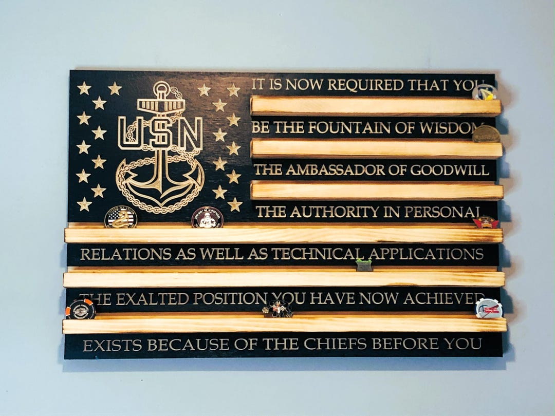 100 Coins US Navy Chief Petty Officer CPO Anchor Emblem Wood Military ...