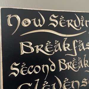 Hobbit Daily Meals Menu Second Breakfast Rustic Distressed Engraved ...
