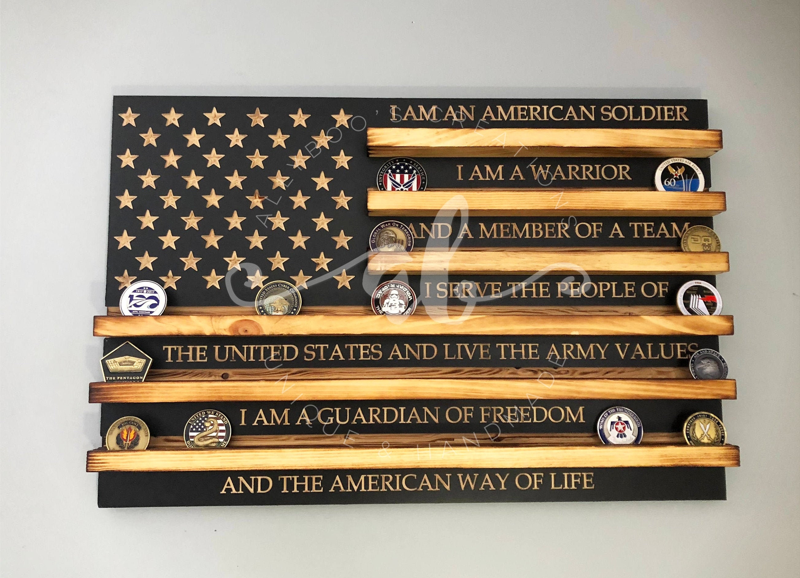 100 Coins Army Soldier's Creed Motto US Flag Challenge Coin Holder ...