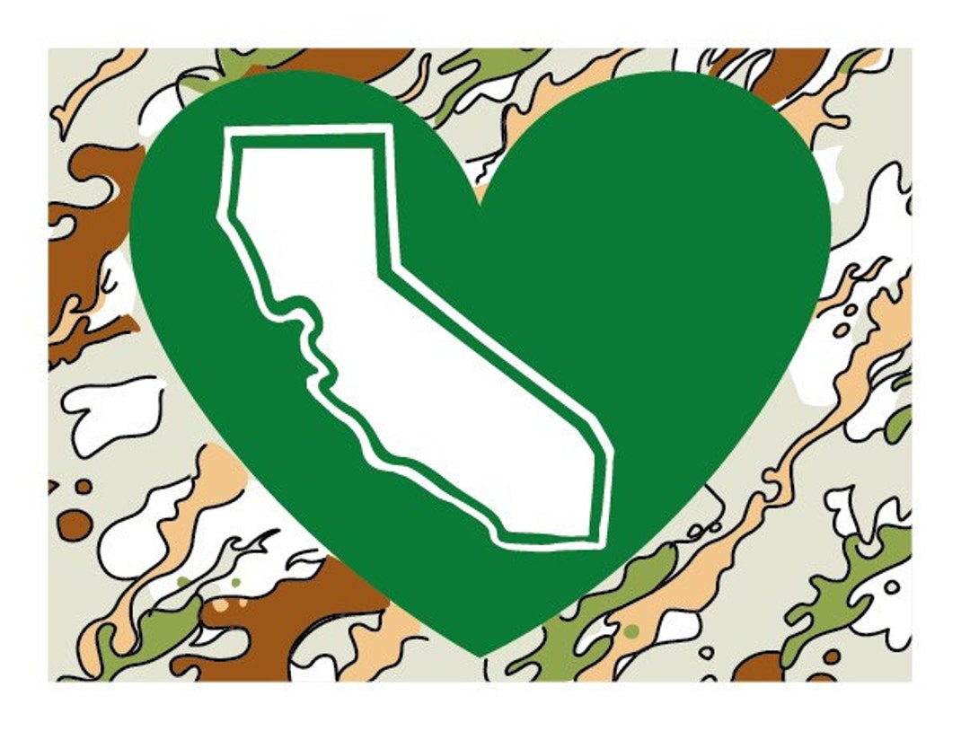 Camo California Heart Bumper Sticker - Etsy