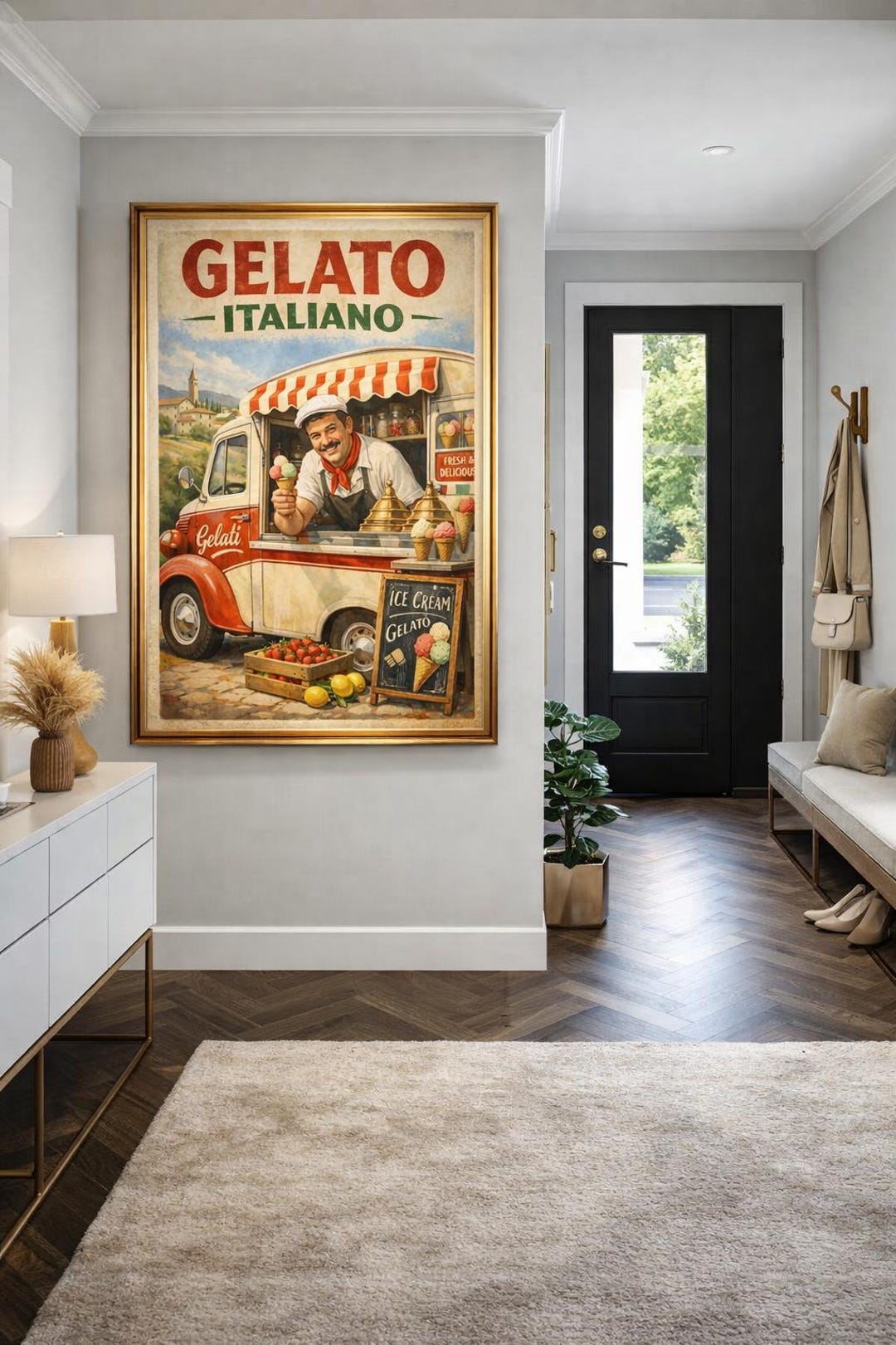 Vintage Gelato Italiano Wall Art – Italian Ice Cream Truck Poster ...