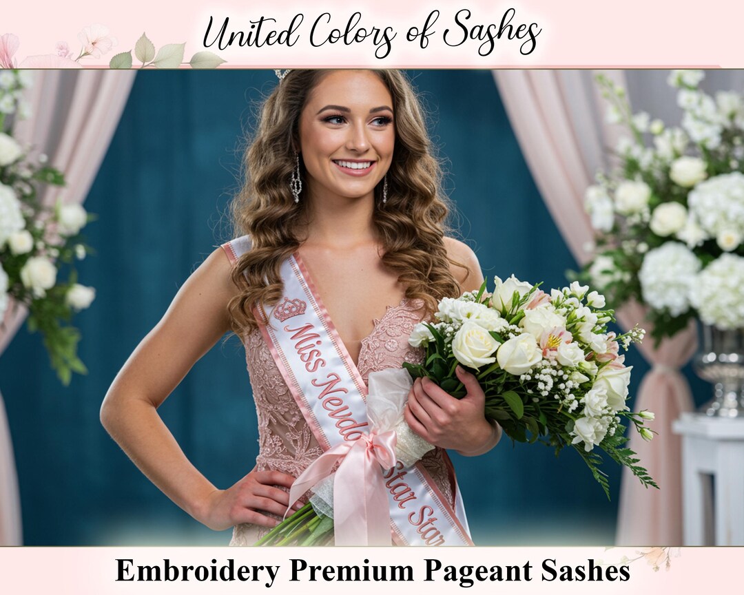 Custom Miss Nevada Star Sash, Custom Pageant Embroidery Sash, Custom ...