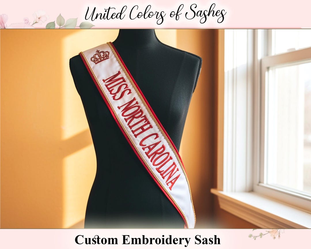 Embroidery Pageant Sash - Custom Embroidery Lace Sash - Personalized ...