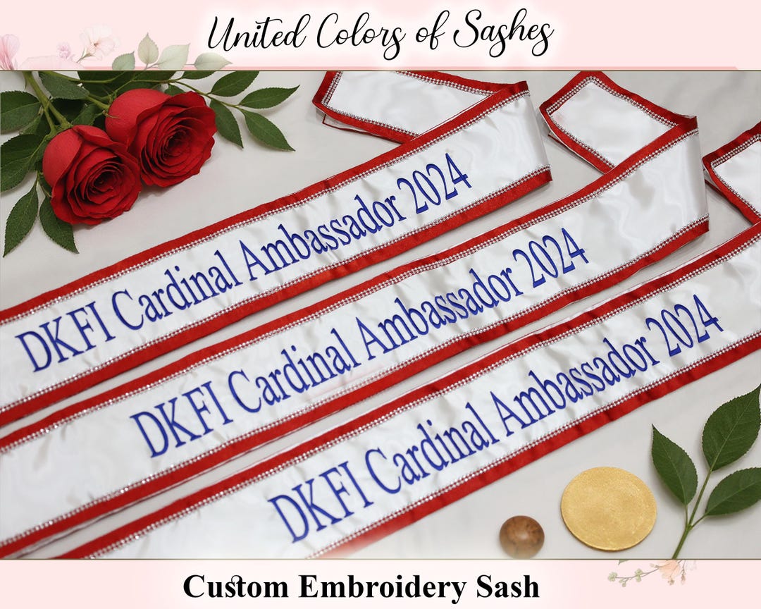 Personalized Embroidered Sash, Custom Pageant Sash, Custom Event Sash ...