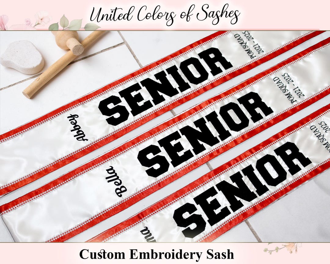Custom Embroidery Senior Sash, Custom Senior Stoll, Senior 2025 Sash ...