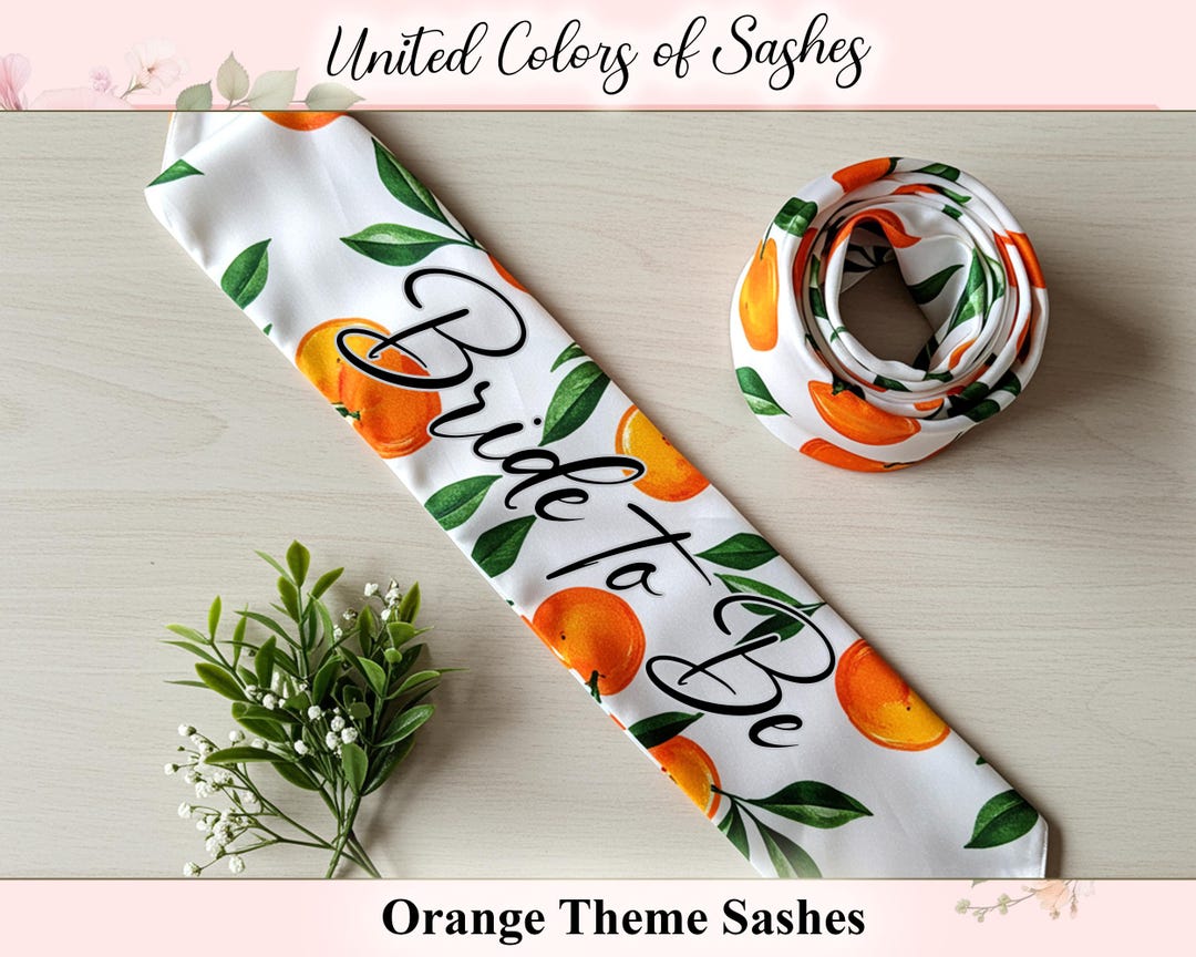 Personalized Orange Theme Sash Bride to Be Sash Customized Orange ...