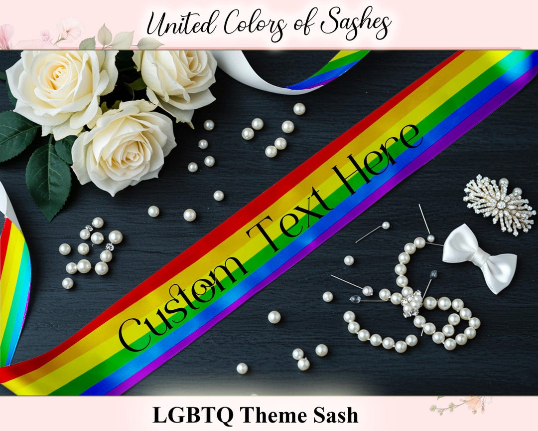 Custom LGBTQ+ Sash Personalized Rainbow Satin Sash Pride Accessory ...