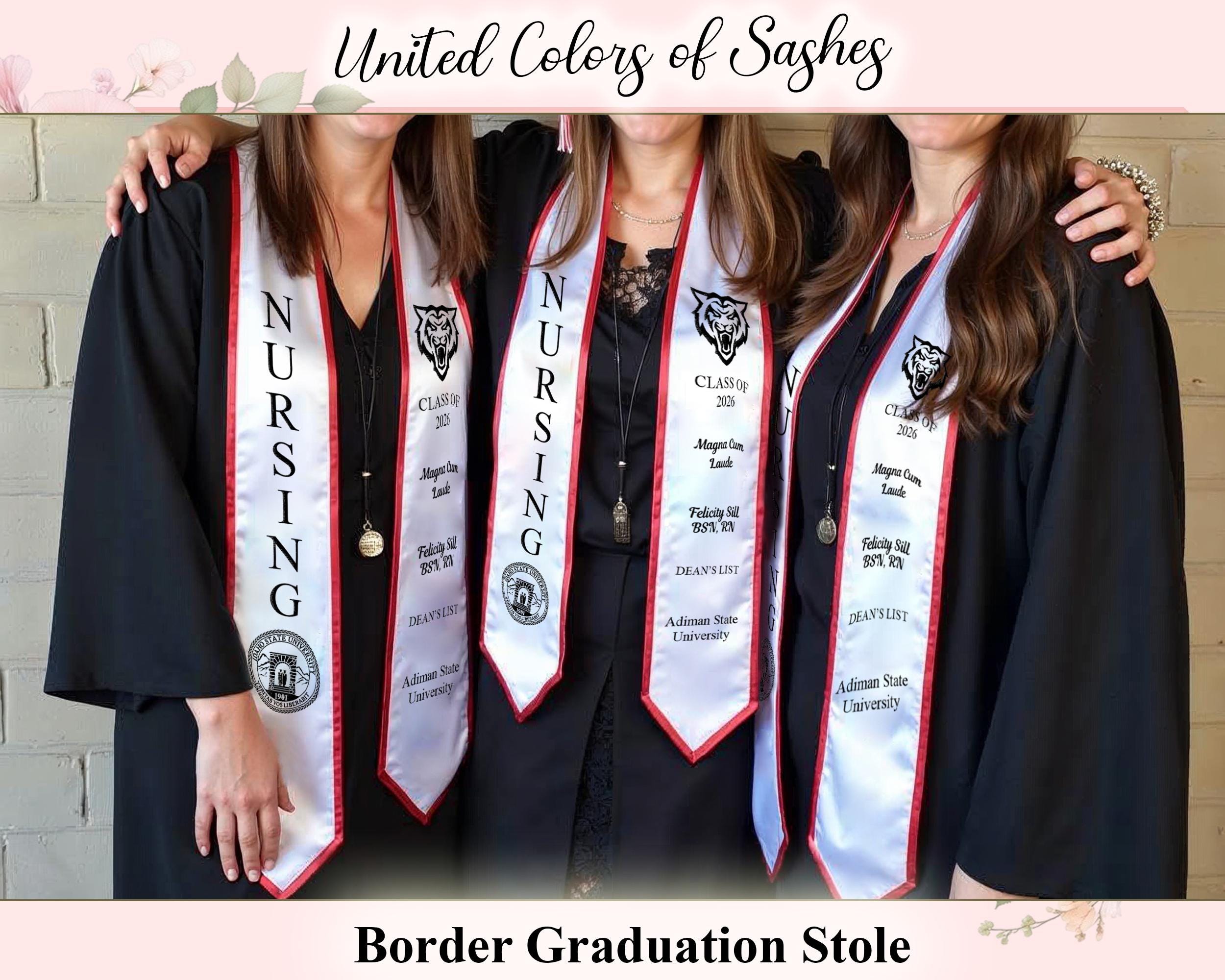 Customized Lace Graduation Stole – Personalized Grad Sash With Name ...