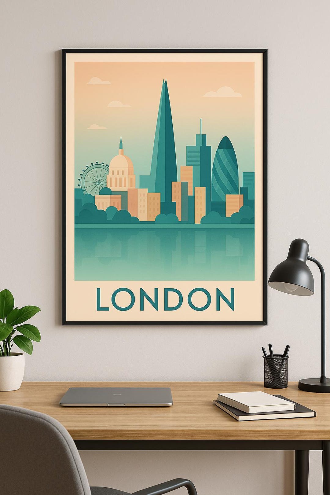 London Skyline Poster – Minimalist Wall Art, Modern Cityscape Print ...