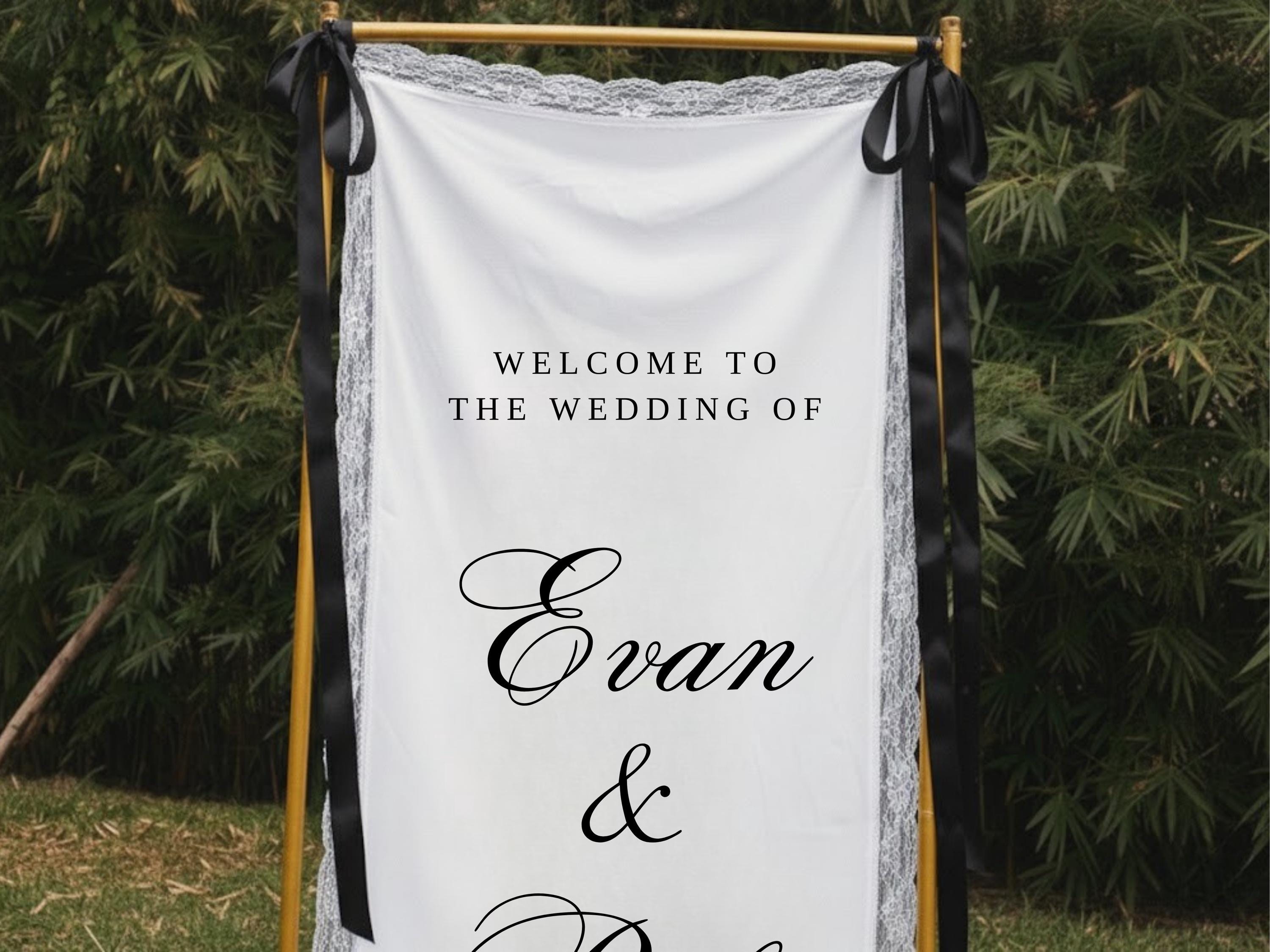 Lace Wedding Welcome Sign, Custom Linen Fabric Banner - Etsy