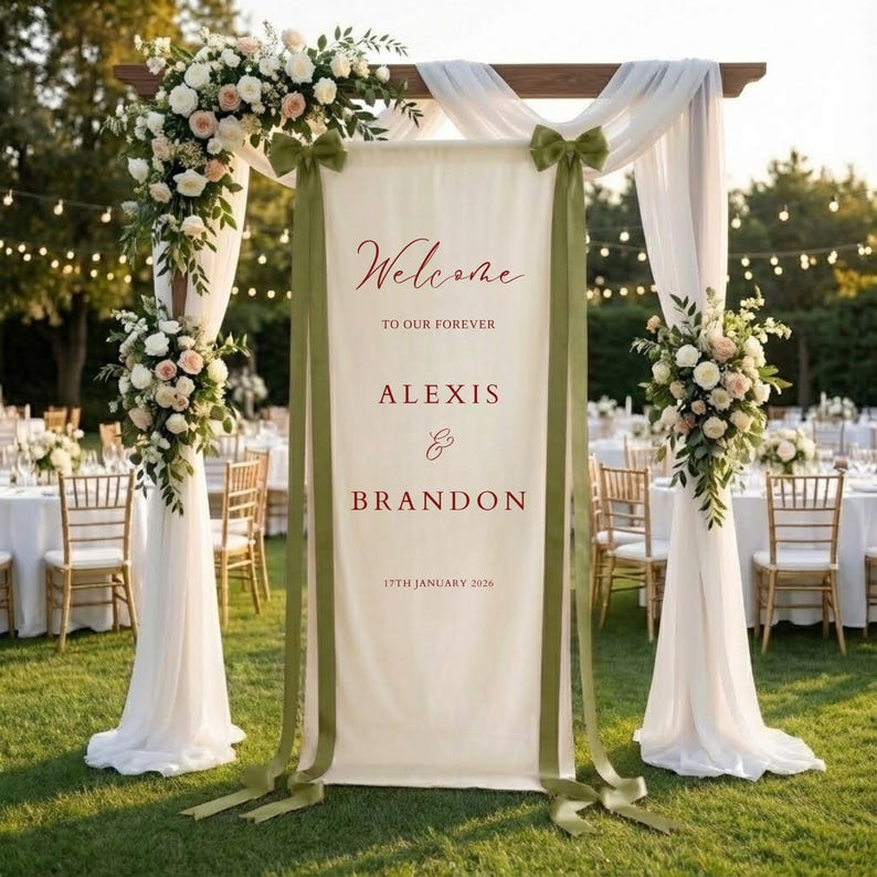 Fabric Wedding Welcome Sign Modern Wedding Welcome Sign Fabric Linen ...
