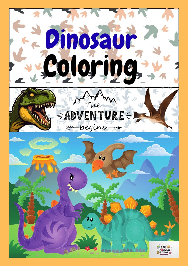 Printable Dinosaur Coloring Book, 20 Pages, Easy At-home Kids Activity ...