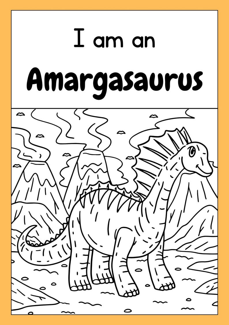 Printable Dinosaur Coloring Book, 20 Pages, Easy At-home Kids Activity ...