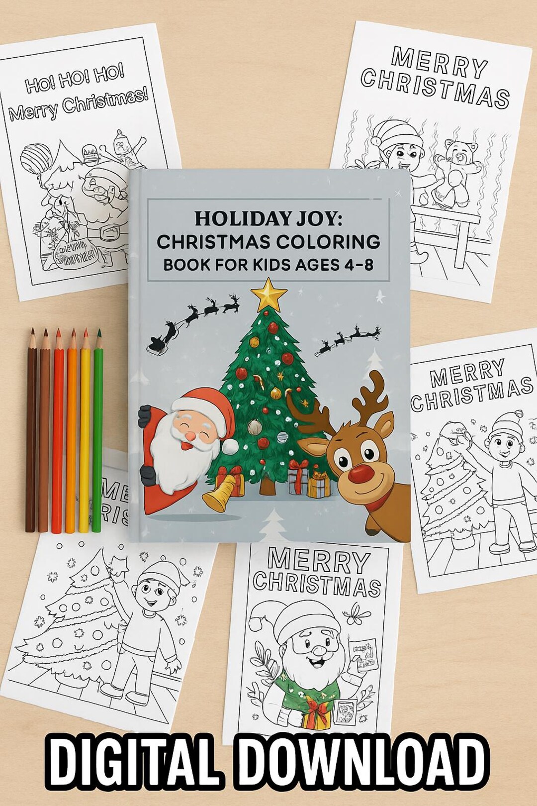 Holiday Joy Christmas Coloring Book for Kids | Digital Download | Fun ...