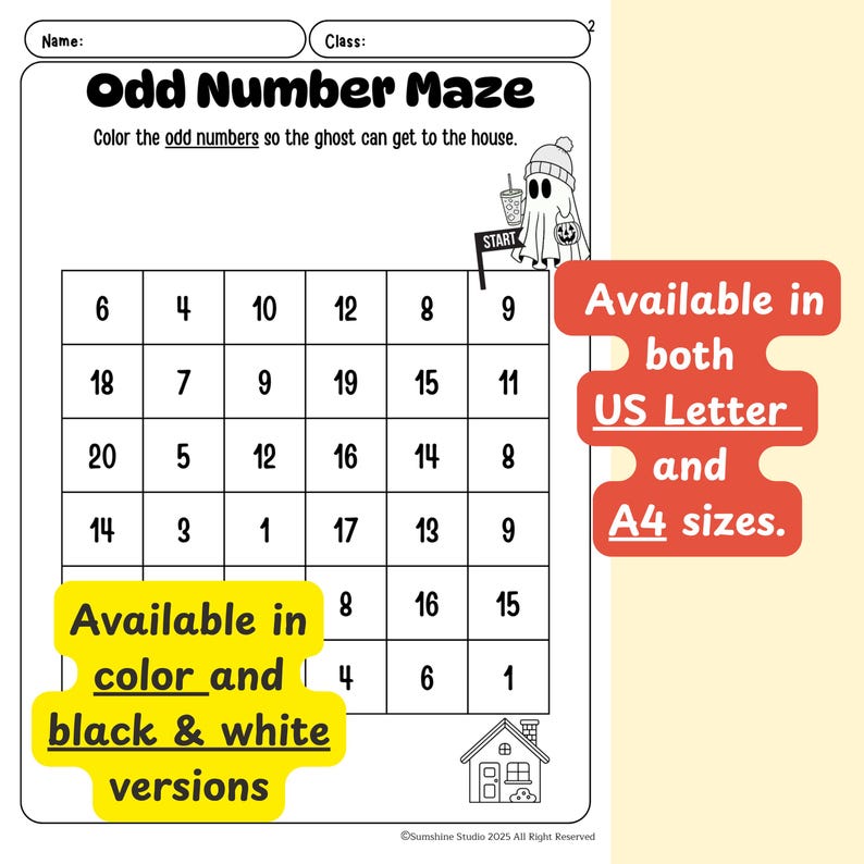 Halloween Number Maze Game| Odd - Even Number Worksheet | Bring Ghost ...