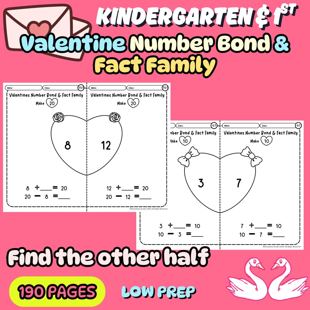 Valentines Number Bond & Fact Family Activity Bulletin Board | Math ...
