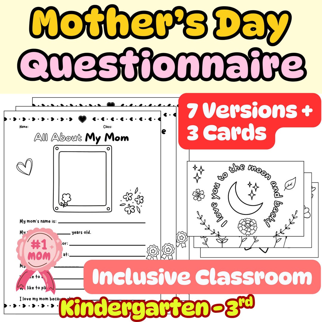 Inclusive Mother's Day Questionnaire & Card Craft | K to 3rd Grade ...