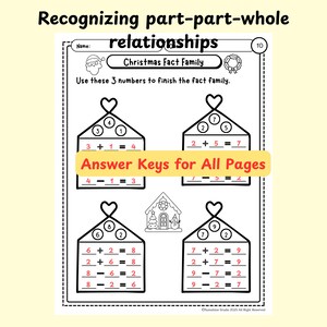 Christmas Fact Family Worksheet - Addition & Subtraction Within 10 and ...