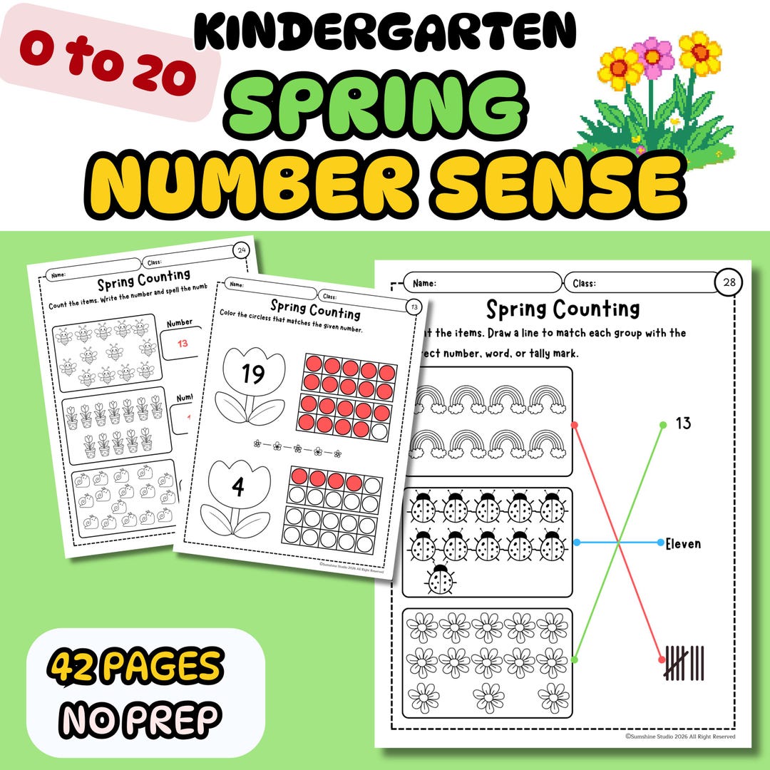 Spring Counting, Number Sense & Number Recognition Worksheet ...