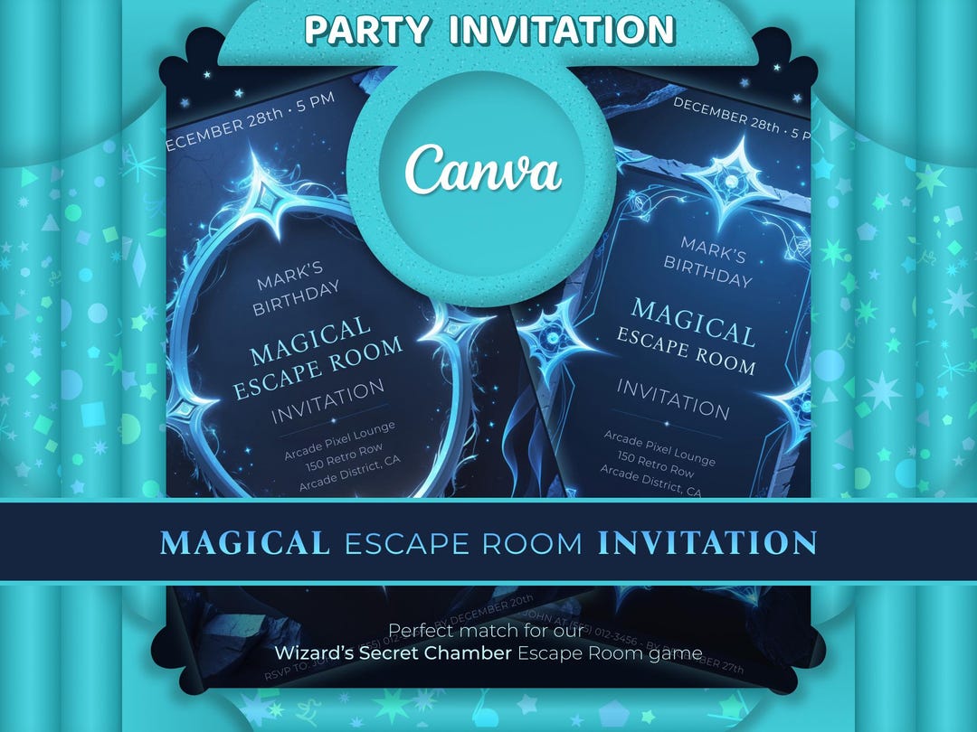 Magical Escape Room Invitation Canva Template— Editable Birthday Party ...
