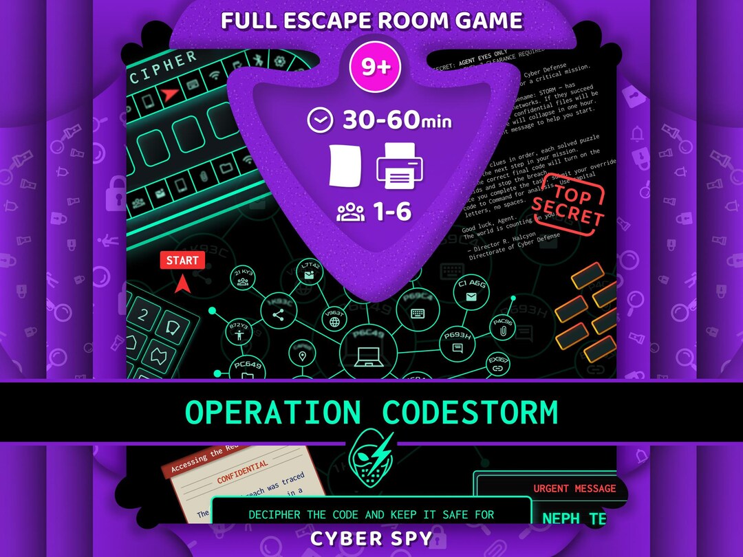 Cyber Spy Escape Room Game: Operation Codestorm Printable Spy Puzzle ...