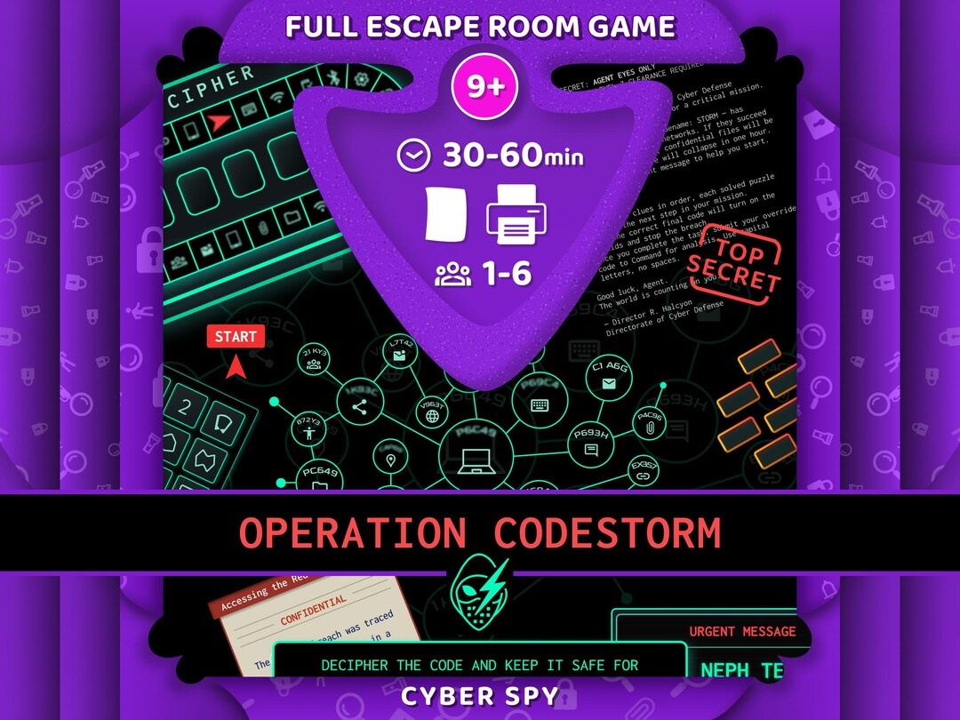 Cyber Spy Escape Room Game: Printable Puzzle Adventure (PDF Download ...