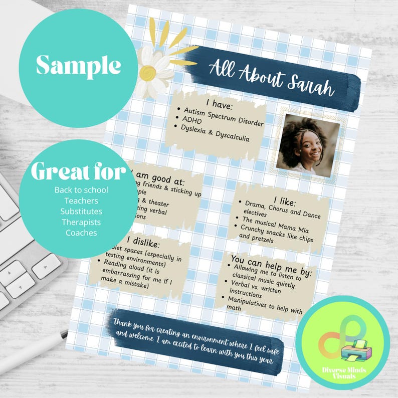 Autistic Kids Introduction Template - All About Me Printable (digital ...