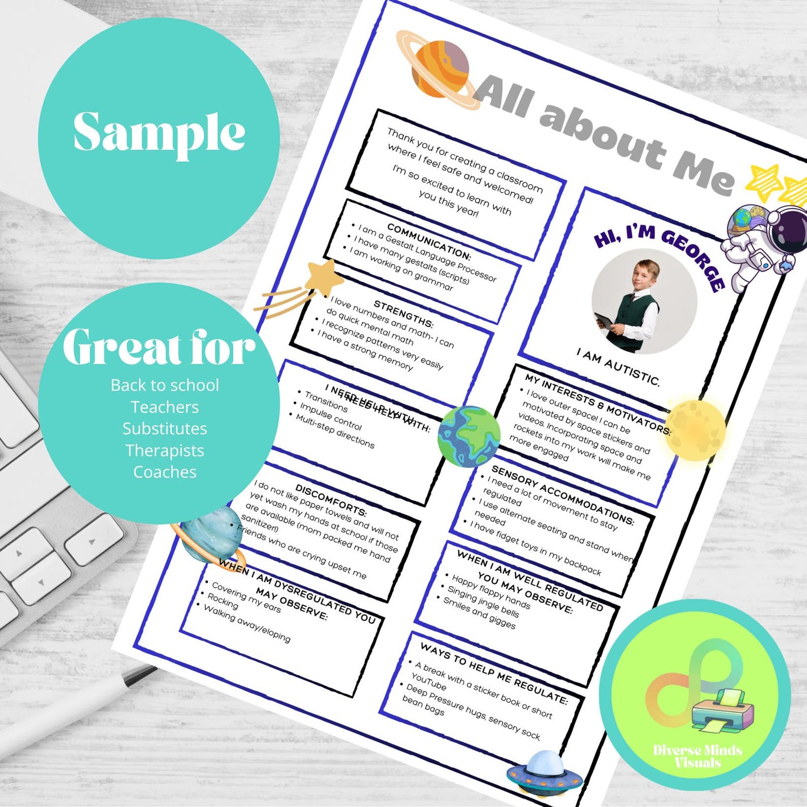 Neurodivergent Child Introduction Template – All About Me Printable ...