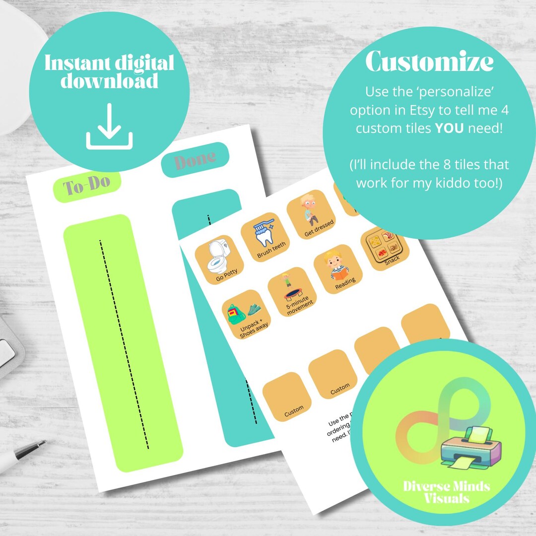 Visual Task List for Children | Autism & ADHD Routine Chart (digital ...