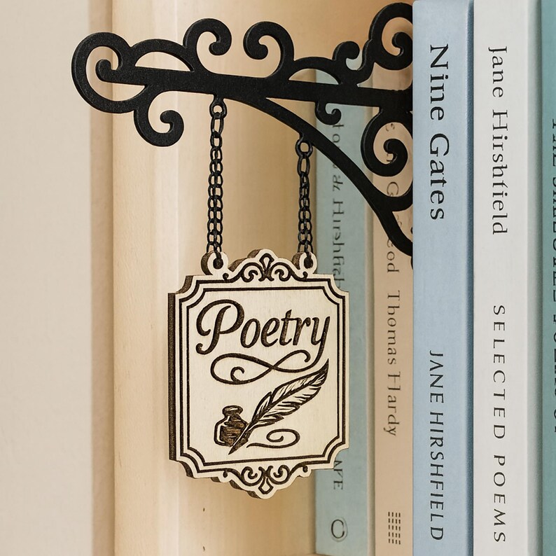 Personalized Wooden Bookshelf Sign: Engraved Book Genre Dividers - Etsy