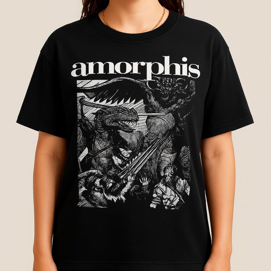 Amorphis Black White Battle Art Shirt Metal Band Tee Official Rock ...