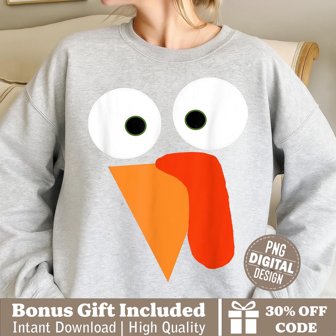 Turkey Face Png, Funny Thanksgiving Shirt Design, Cute Cartoon Turkey ...