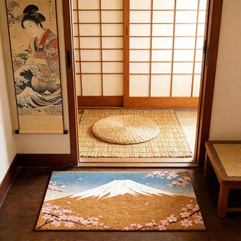 Japanese Fuji Mountain Door Mat,japanese Cherry Doormat,japanese ...