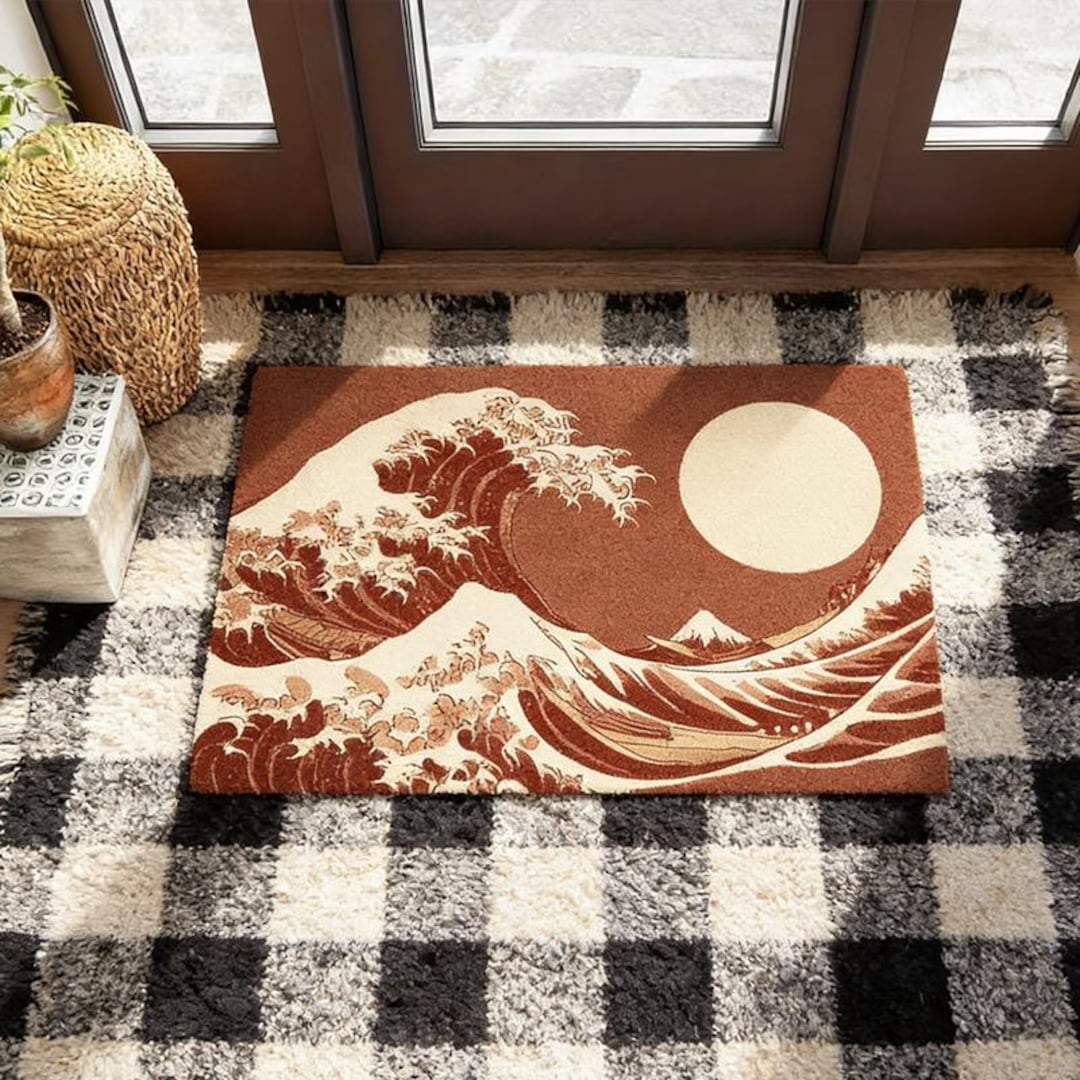 Japanese Wave Welcome Mat,hokusai Inspired Doormat,front Door Mat ...