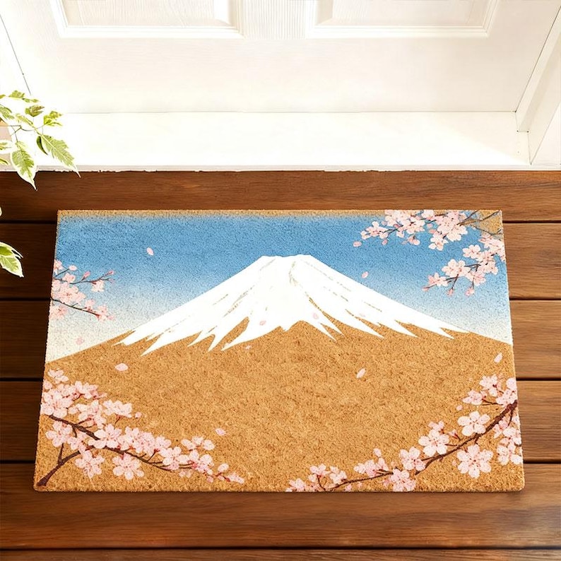Japanese Fuji Mountain Door Mat,japanese Cherry Doormat,japanese ...