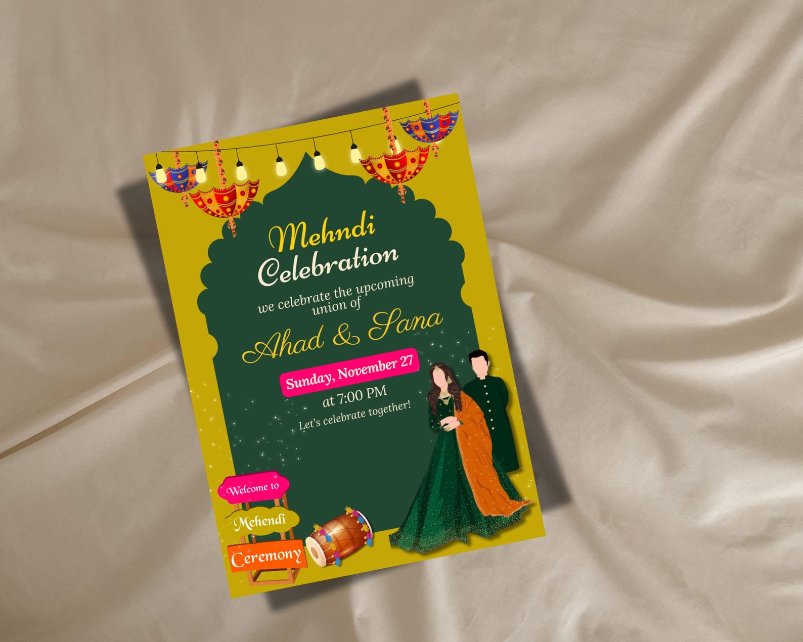 Digital Mehndi Invitation: Indian Pakistani Wedding Henna Night (5x7 ...