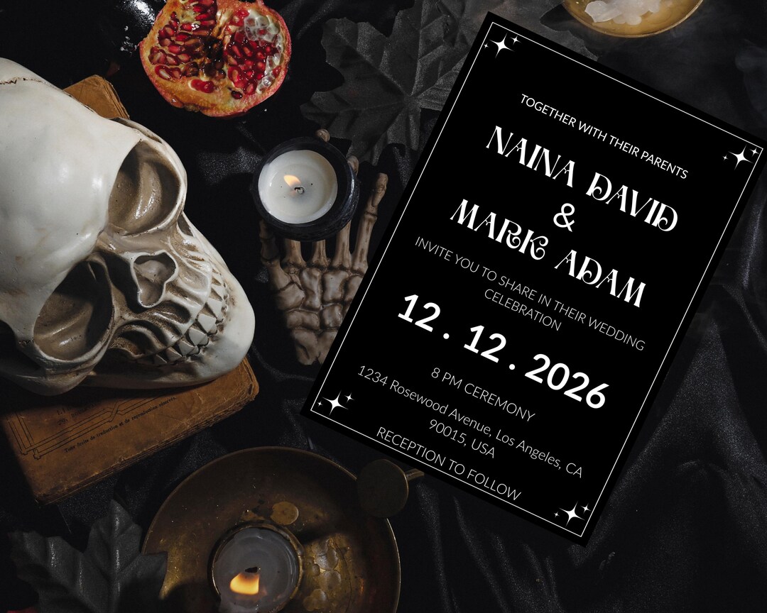 Gothic Halloween Wedding Invitation: Printable Dark Romantic Spooky ...