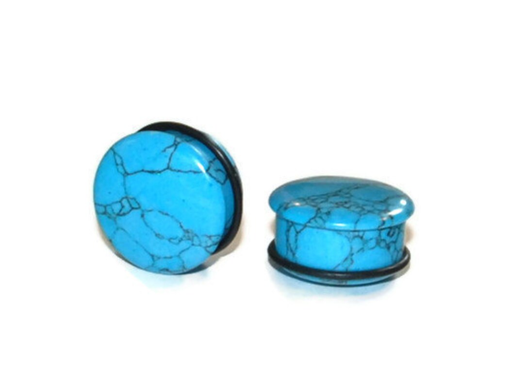 Single Flared Turquoise Plugs - 6g, 4g, 2g, 0g, 7/16", 1/2", 9/16", 5/8 ...